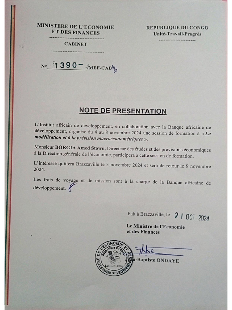 Note de Présentation | PDF