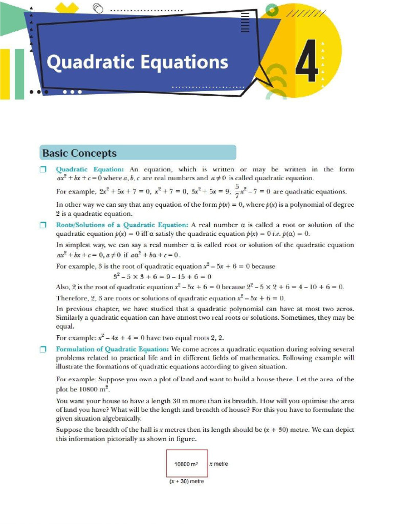4. Quadratic Equations Question Bank | PDF