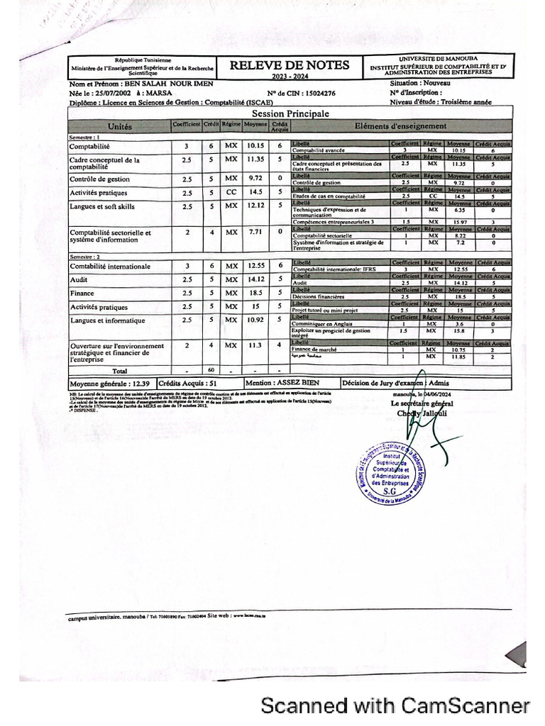 Releve de note 3eme | PDF