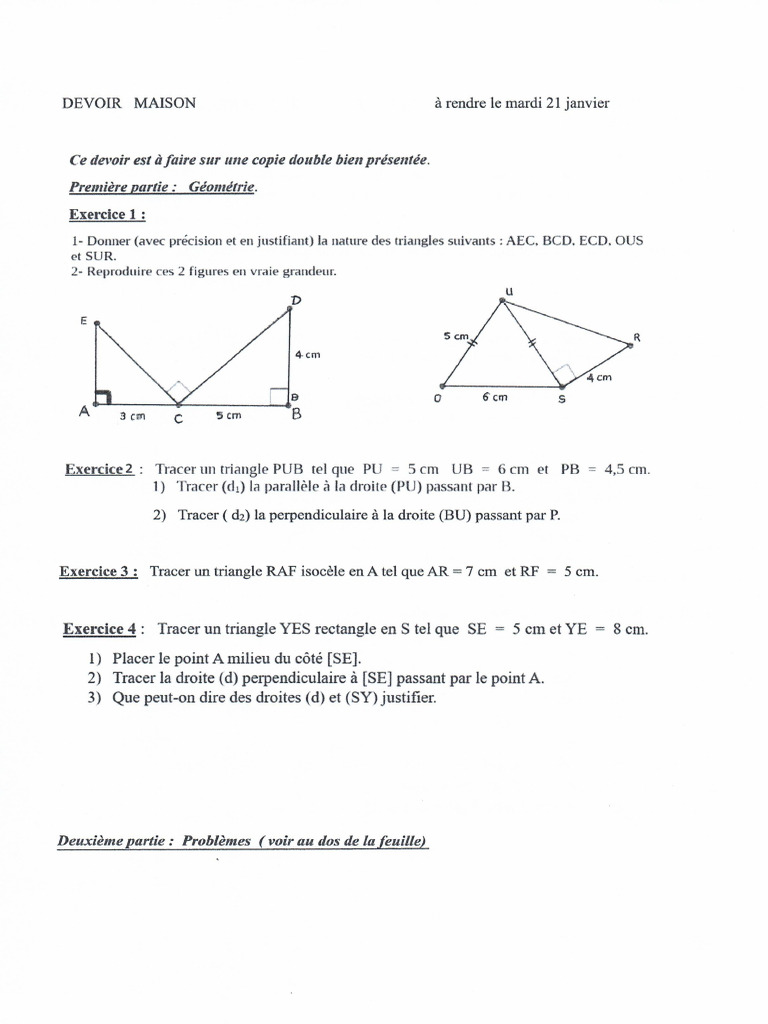 Devoir Maison 6ème | PDF