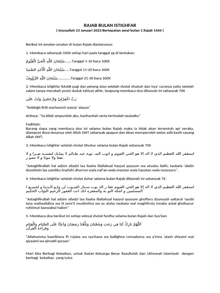 RAJAB BULAN ISTIGHFAR | PDF