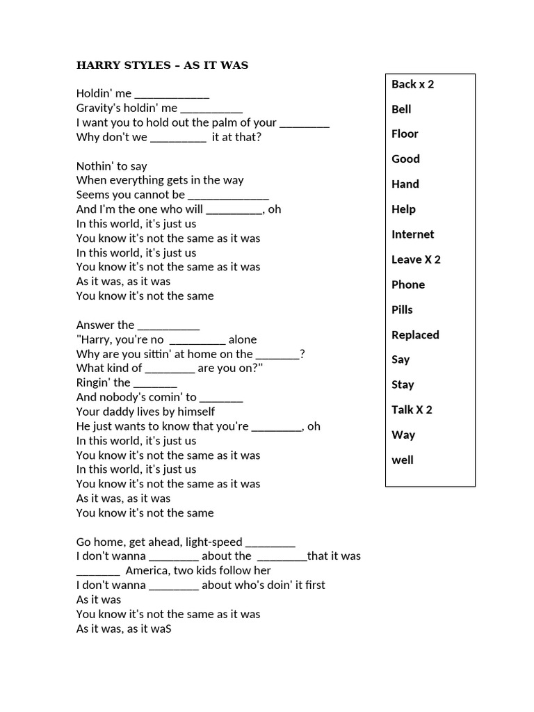 Harry Styles - As It Was | PDF
