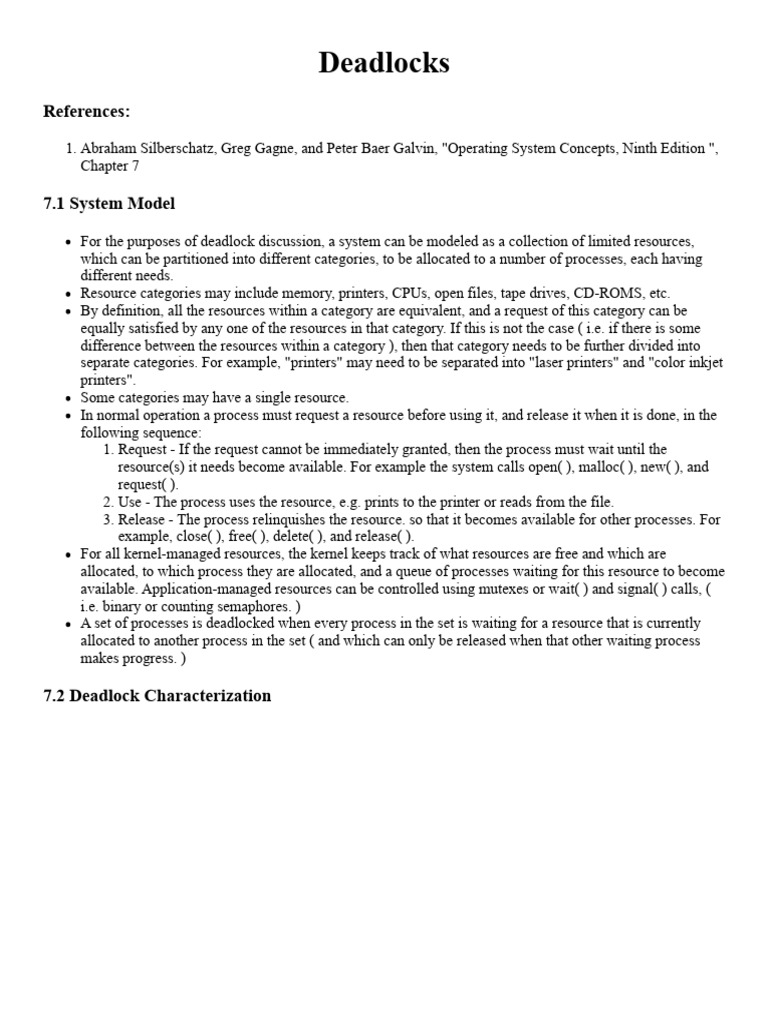 Operating Systems_ Unit 3.2 [Deadlocks] | PDF | Computing | Computer Engineering