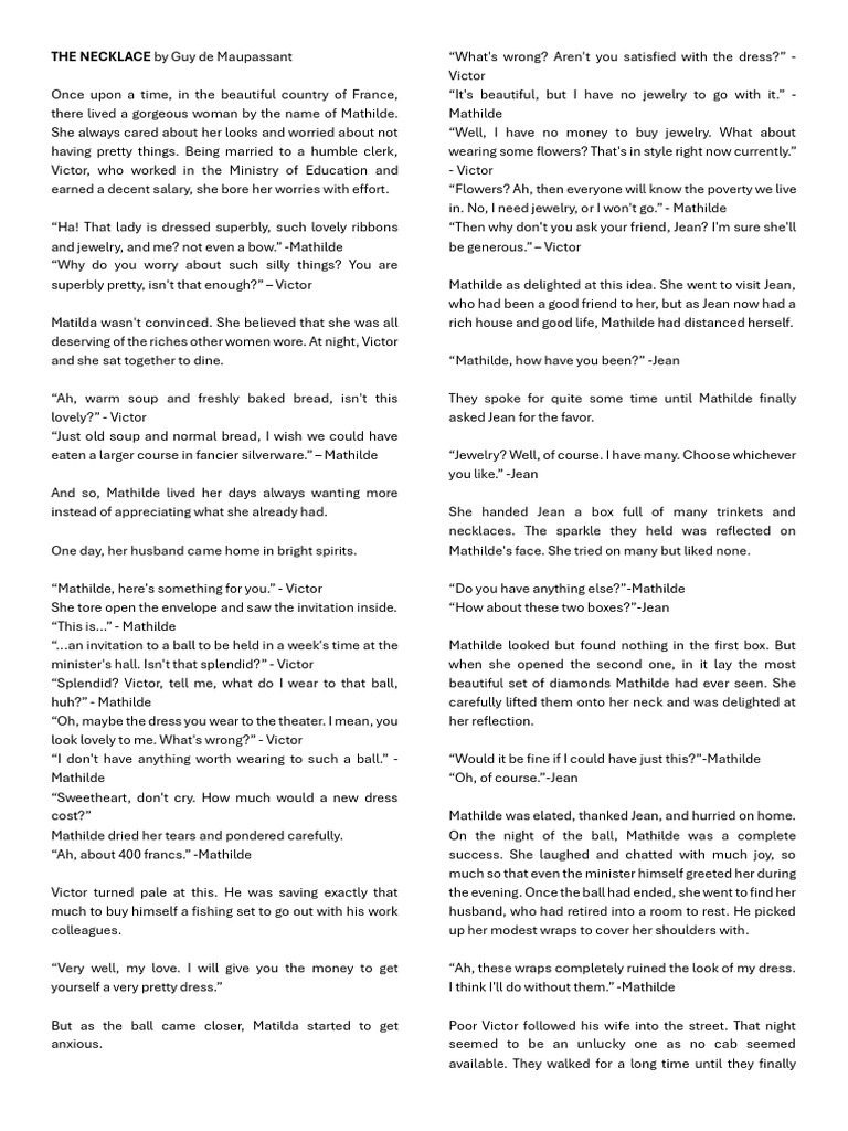 The Necklace Transcripted | PDF
