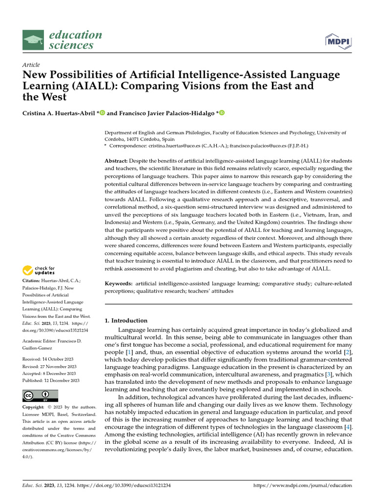 New Possibilities of Artificial Intelligence-Assisted Language Learning ...