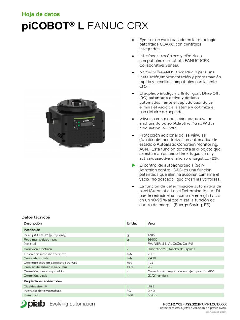 piCOBOT® L-PCO.F2.M01.F.422.S221PA.P.P1.CC.D.XXX-es-datasheet | PDF
