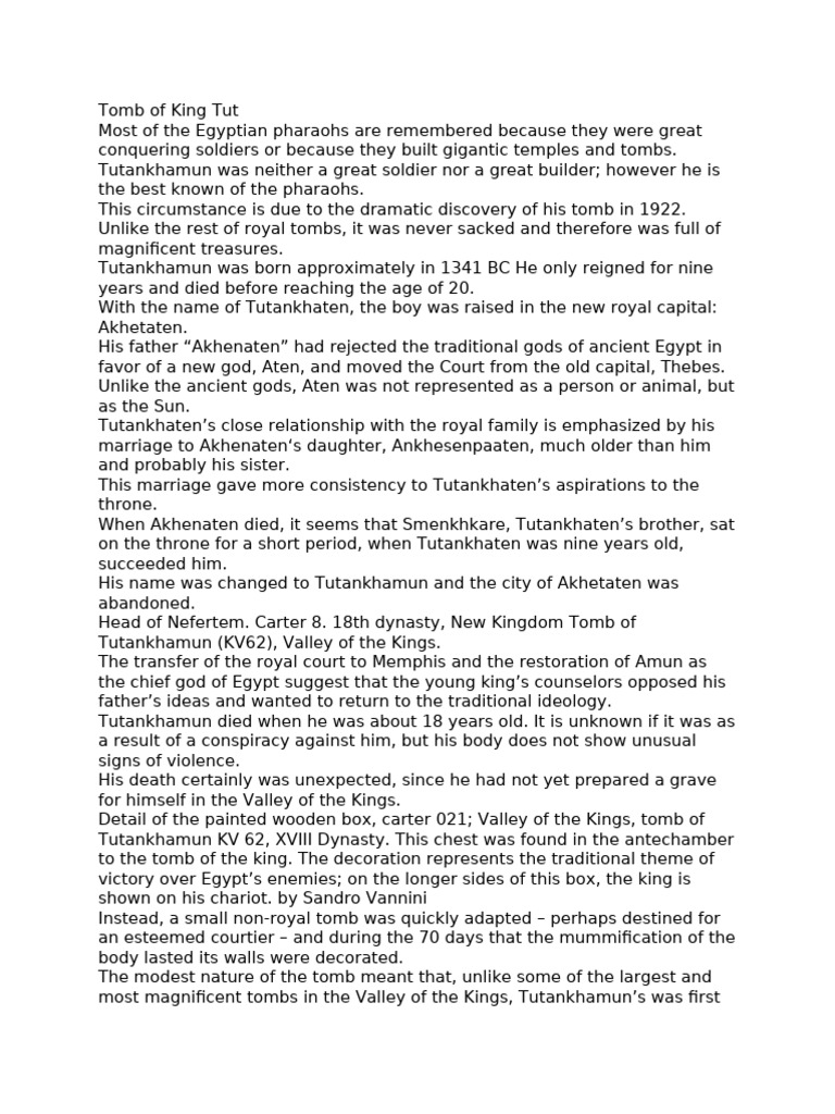 Tomb of King Tut | PDF | Tutankhamun | Akhenaten