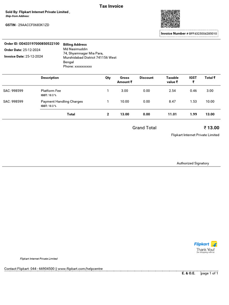 Flipkart Invoice and Credit Note Summary | PDF | Invoice | Taxation