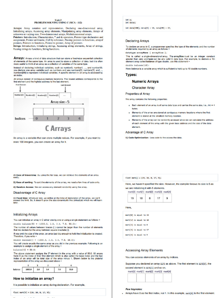 Unit-3-Problem Solving Using C (Mca-112) (1) | PDF