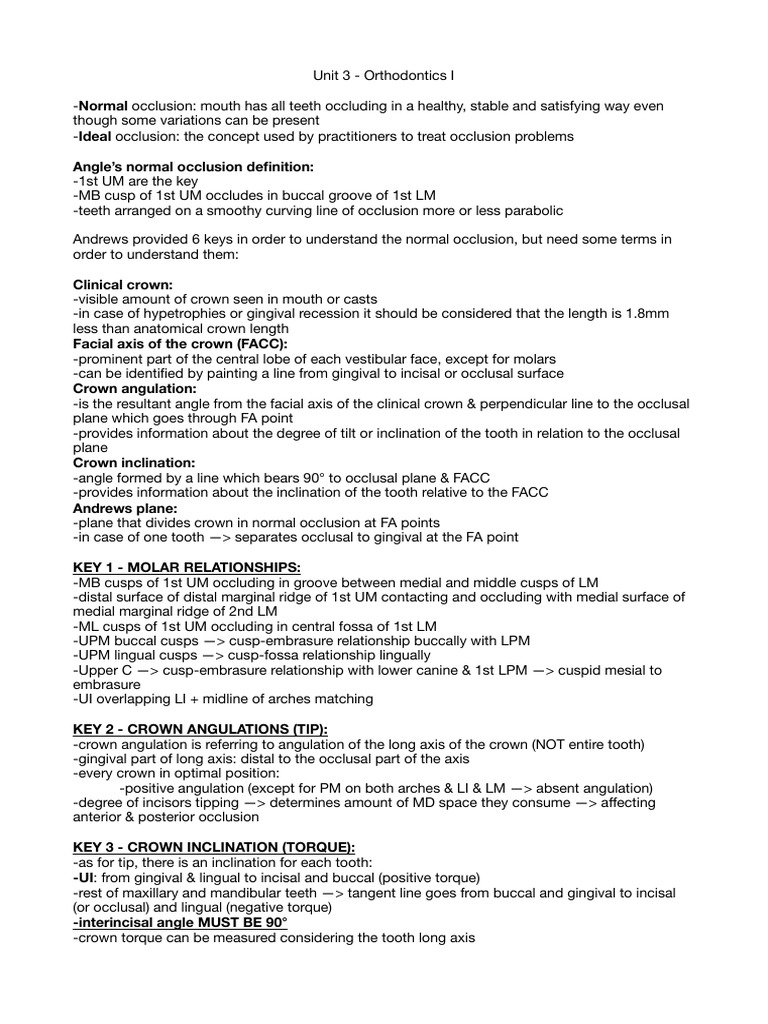 Unit 3 Orthodontics I Pdf Dentistry Branches Dental Anatomy