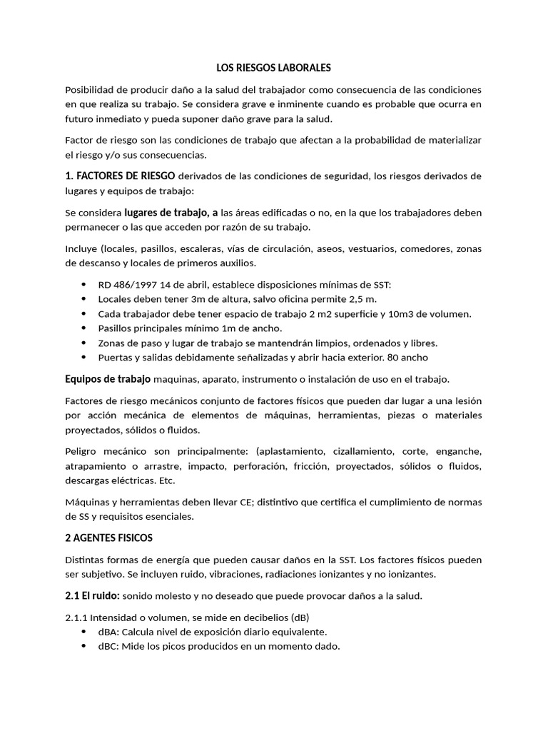 LOS RIESGOS LABORALES | PDF | ruido | Radiación