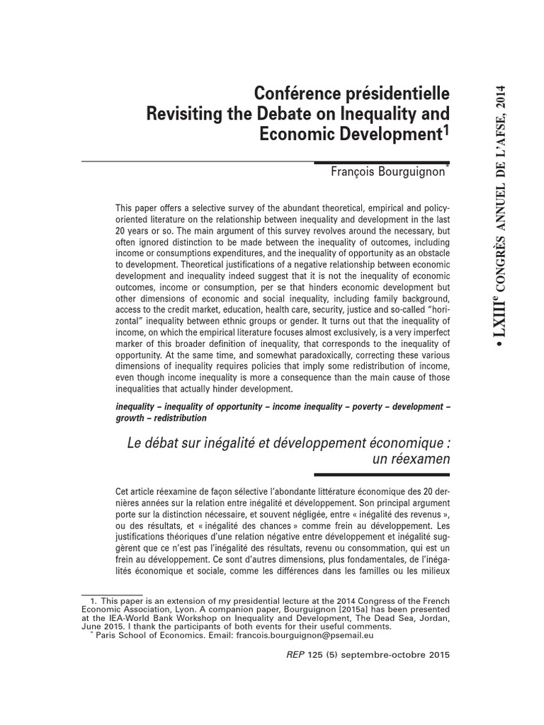 Inequality and Economic Development Insights | PDF | Economic Growth ...