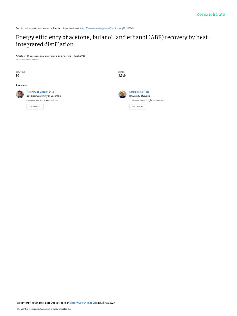 Energy Efficiency of Acetone, Butanol, and Ethanol (ABE) Recovery by ...