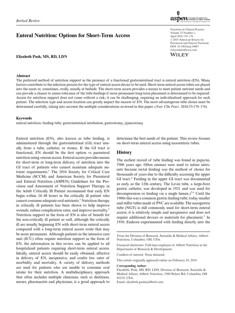 Pash-2018-Nutrition in Clinical Practice | PDF | Medical Specialties | Gastroenterology