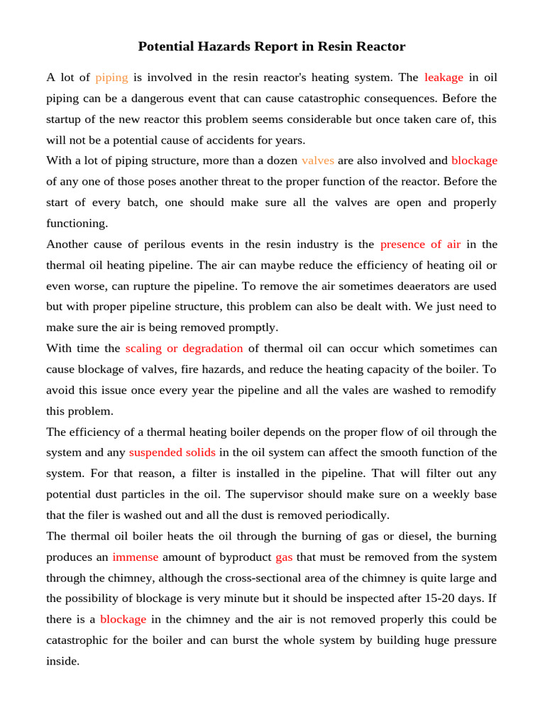 Reactor Inspection Checklist | PDF | Boiler | Chimney