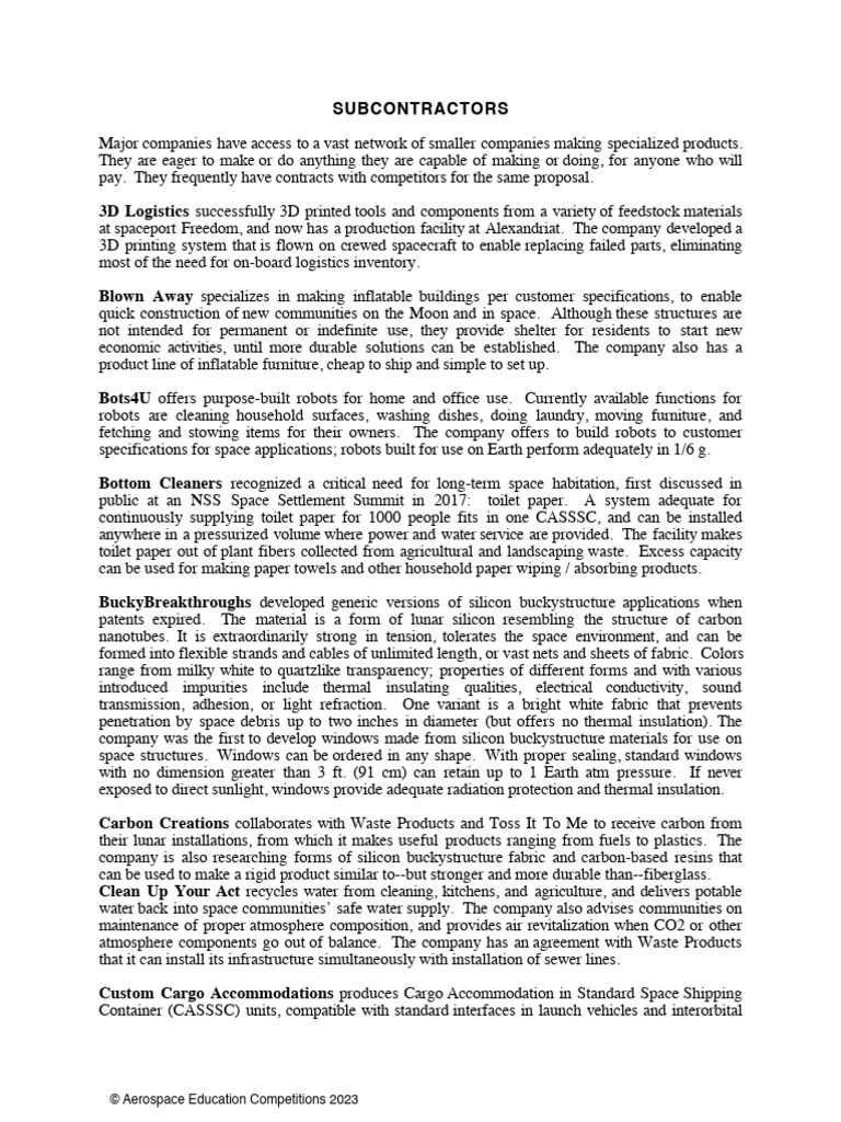 AppA Subs 2024 | PDF | Moon | Space Suit