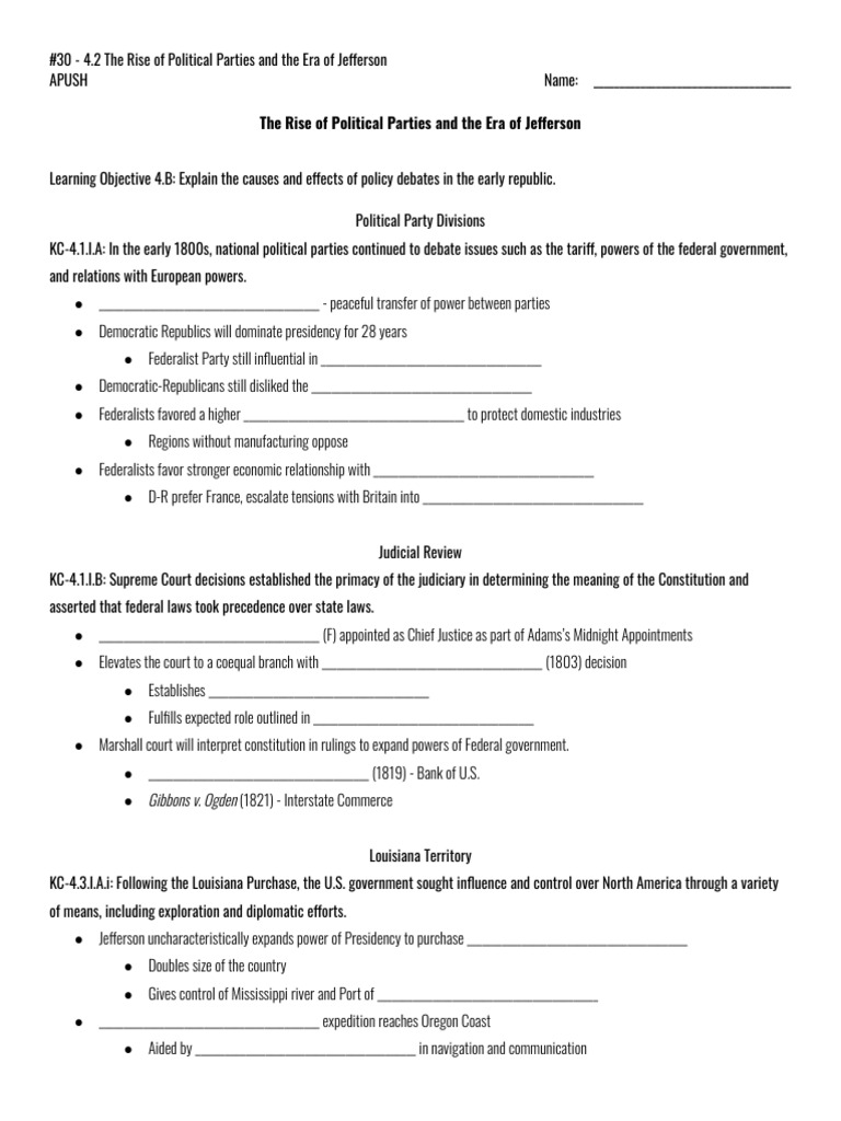 Political Parties in Jefferson's Era | PDF | John Marshall | Thomas ...