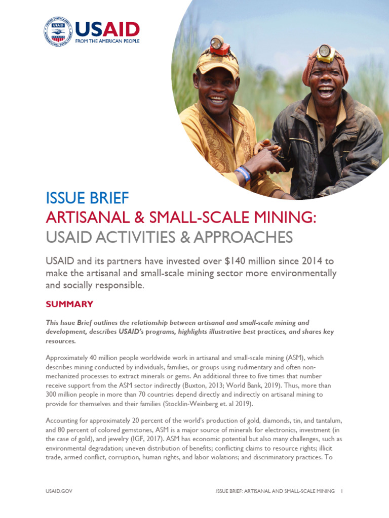 USAID ASM Issue Brief Jan 2020 | PDF | Mining