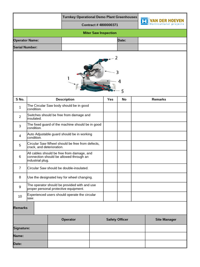 Miter Saw Inspection | PDF