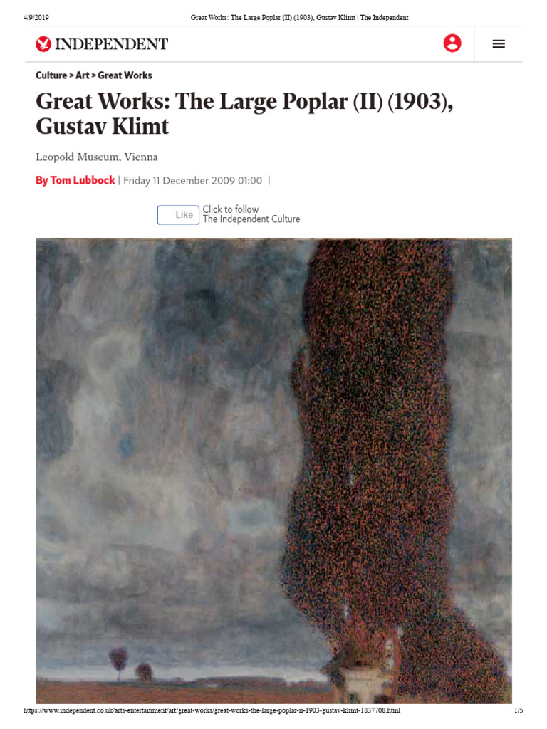 Great Works - The Large Poplar (II) (1903), Gustav Klimt - The ...