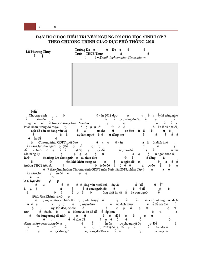 Dy HC C Hiu Truyn NG NGN Cho HC Sinh LP 7 Theo CHNG TRNH Gio DC PH THNG 2018 | PDF