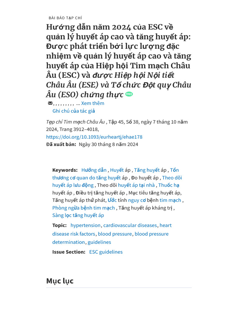 2024 ESC Guidelines For The Management of Elevated Blood Pressure | PDF