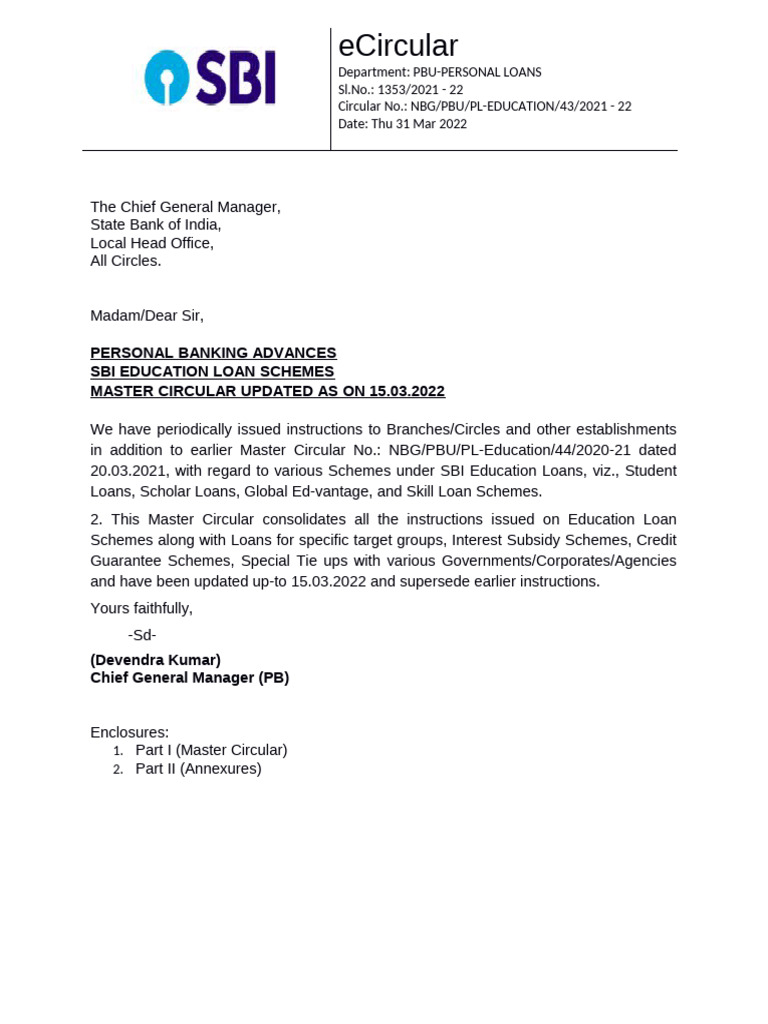 Master Circular Education Loan | PDF | Loans | Student Loan