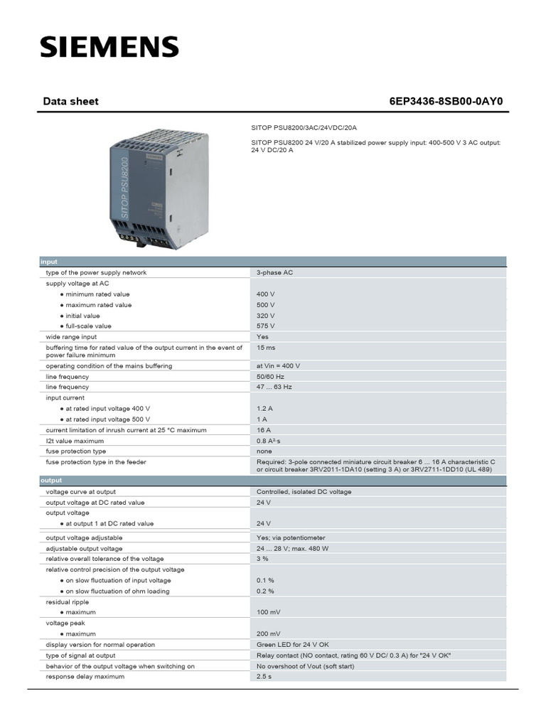 6EP34368SB000AY0 Datasheet en | PDF | Power Supply | Manufactured Goods