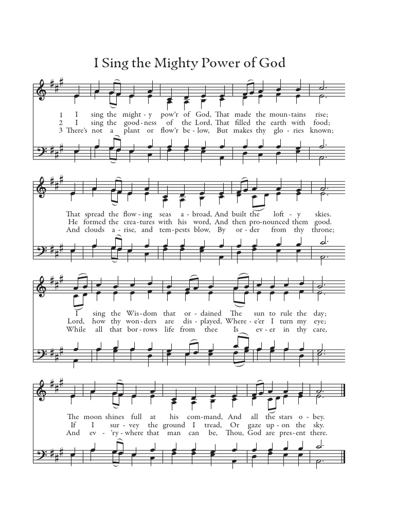 I Sing The Mighty Power of God | PDF