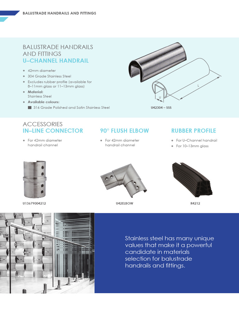 GHI Balustrade Handrails and Fittings | PDF | Screw | Mechanical Engineering