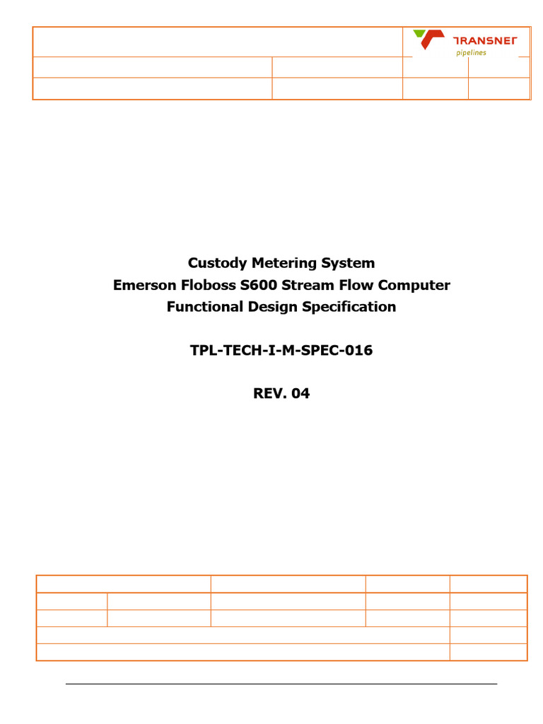 TPL-TECH-I-M-SPEC-016 (4) S600 Floboss Stream FDS | PDF | Programmable Logic Controller | Flow ...