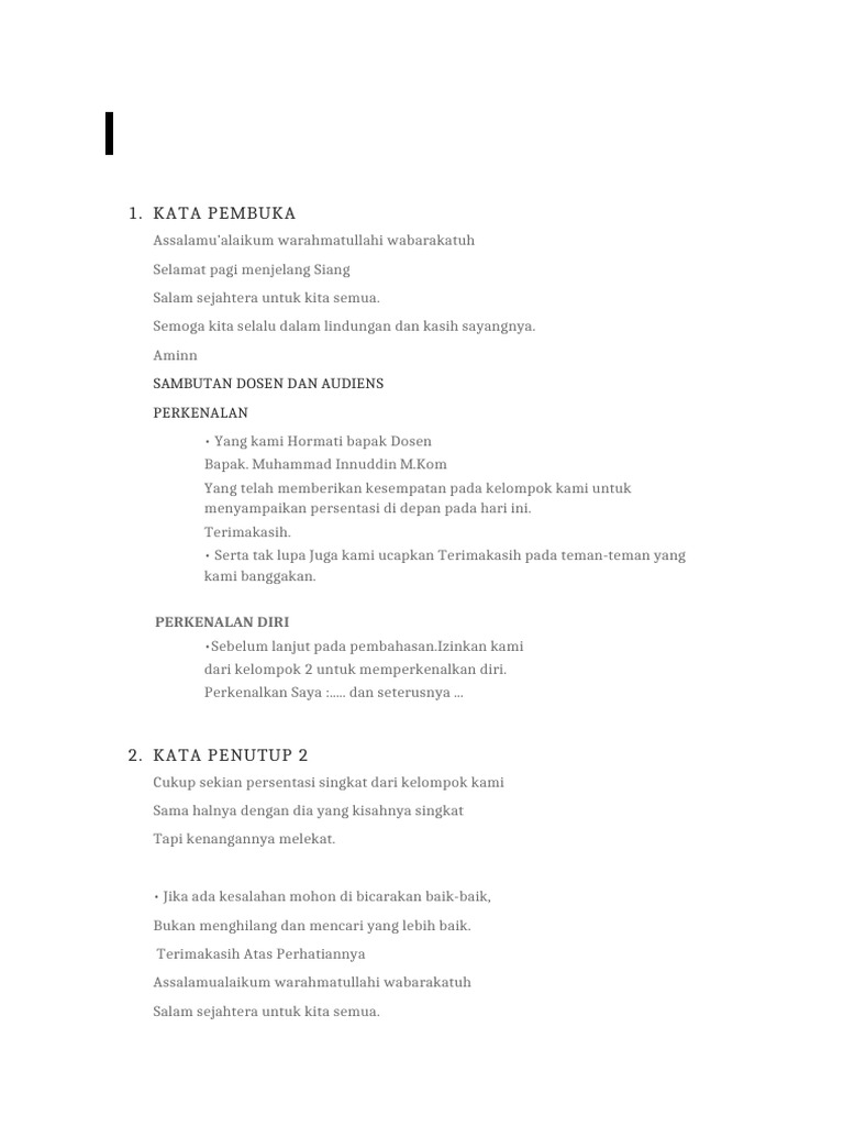 Susunan Kata Untuk Penyampai | PDF