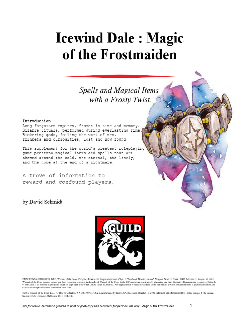 Icewind Dale Magic of The Frostmaiden | PDF | Wizards Of The Coast ...