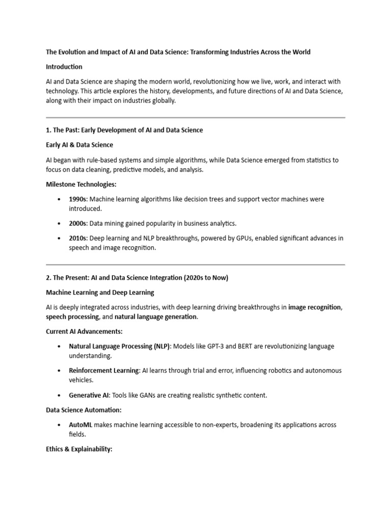 The Evolution And Impact Of Ai And Data Science Pdf Artificial