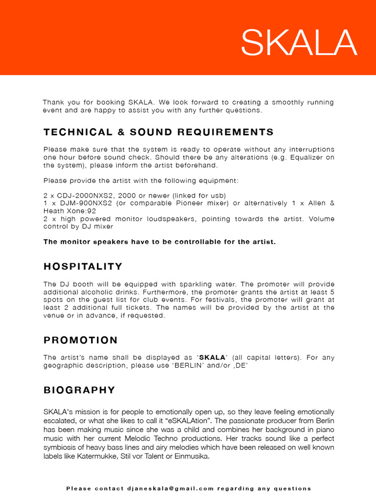 Technical Rider + Bio 2021 | PDF
