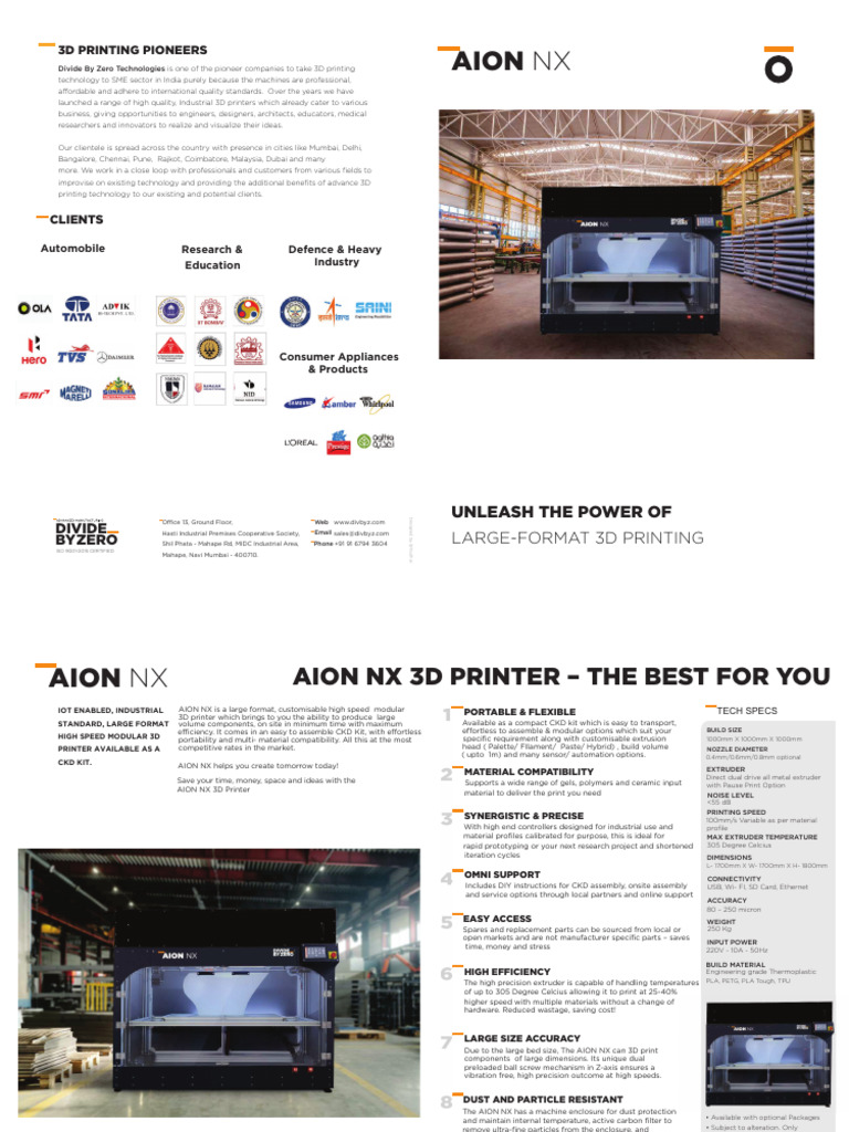 AION NX Brochure | PDF | 3 D Printing | Printer (Computing)