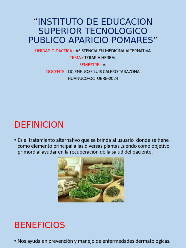 Terapia Herval Istap Vi Semestre Enfermeria | PDF | Terapia | Medicina ...