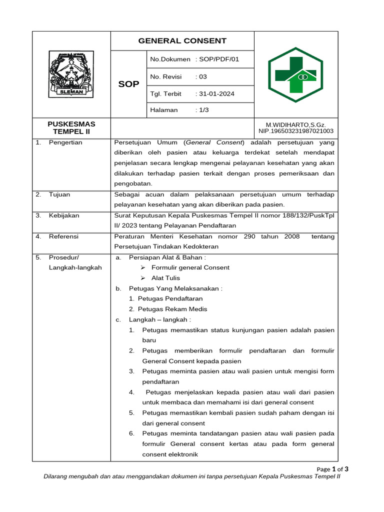SOP General Consent UKP | PDF