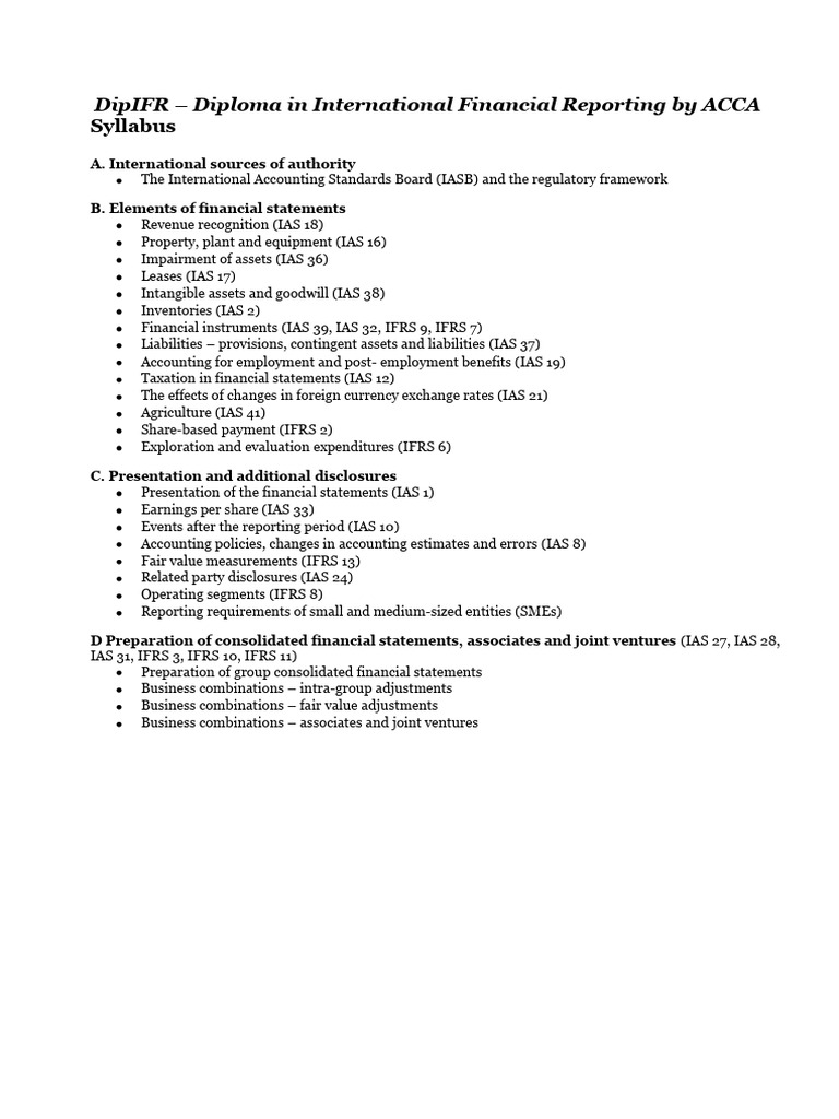Dipifrs Syllabus 2012 | PDF