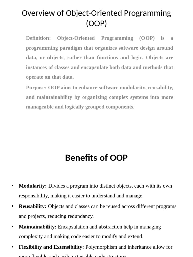 1724051146302_Overview of Object-Oriented Programming (OOP)Upto Encapsulation | PDF | Object ...