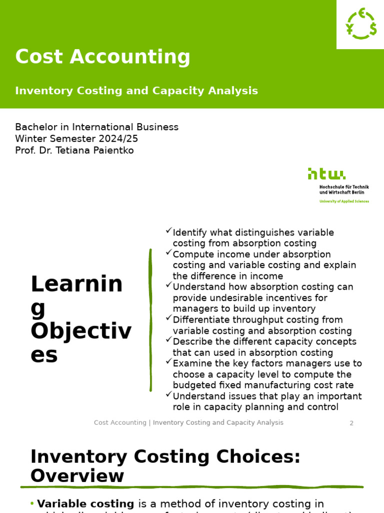 Cost - Accounting - Block - Inventory Costing and Capacity Analysis ...