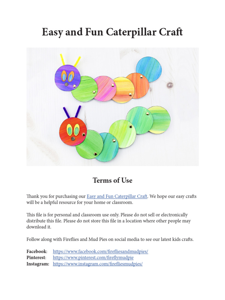 Easy Caterpillar Craft for Kids | PDF