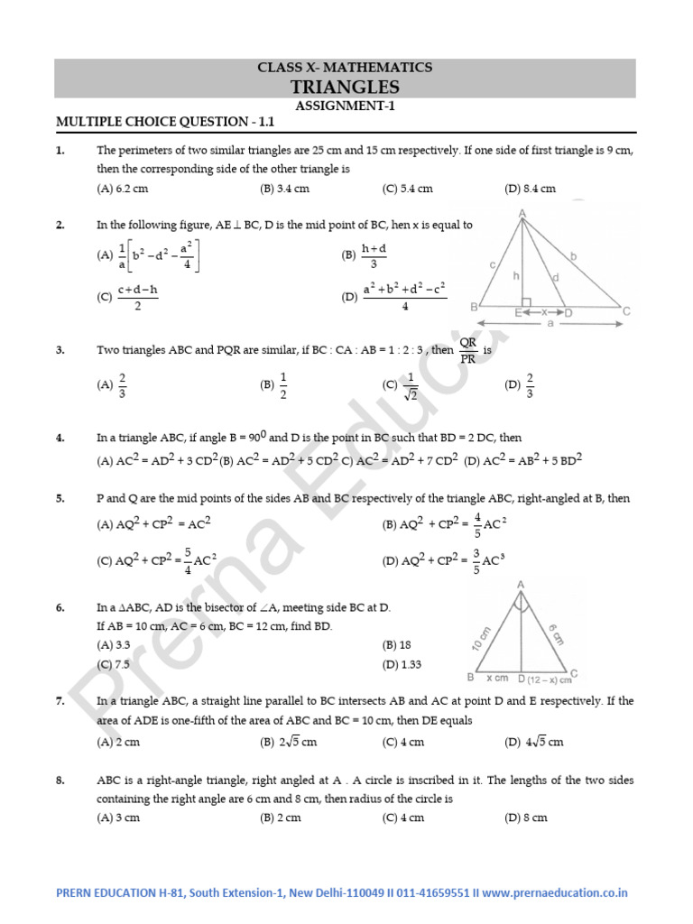 Math Triangles Assignment 1 | PDF | Area | Triangle