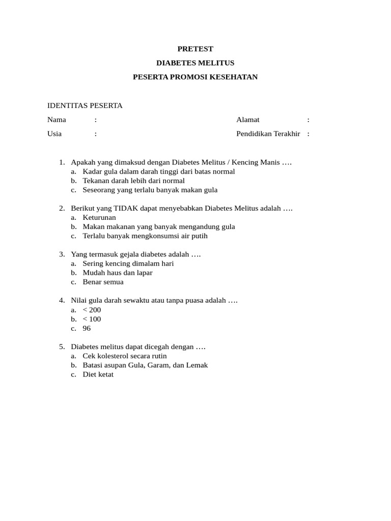 Pretest Posttest Promkes | PDF