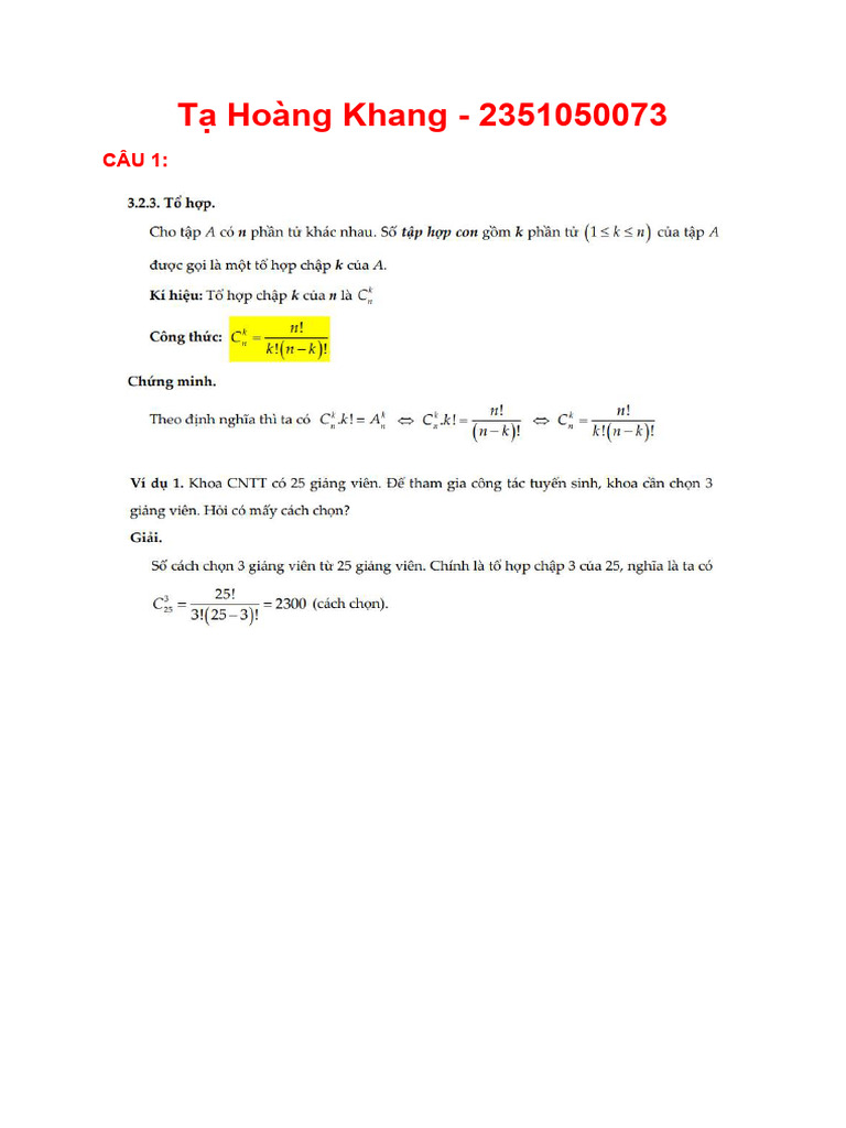 Táº¡ HoÃ NG Khang | PDF