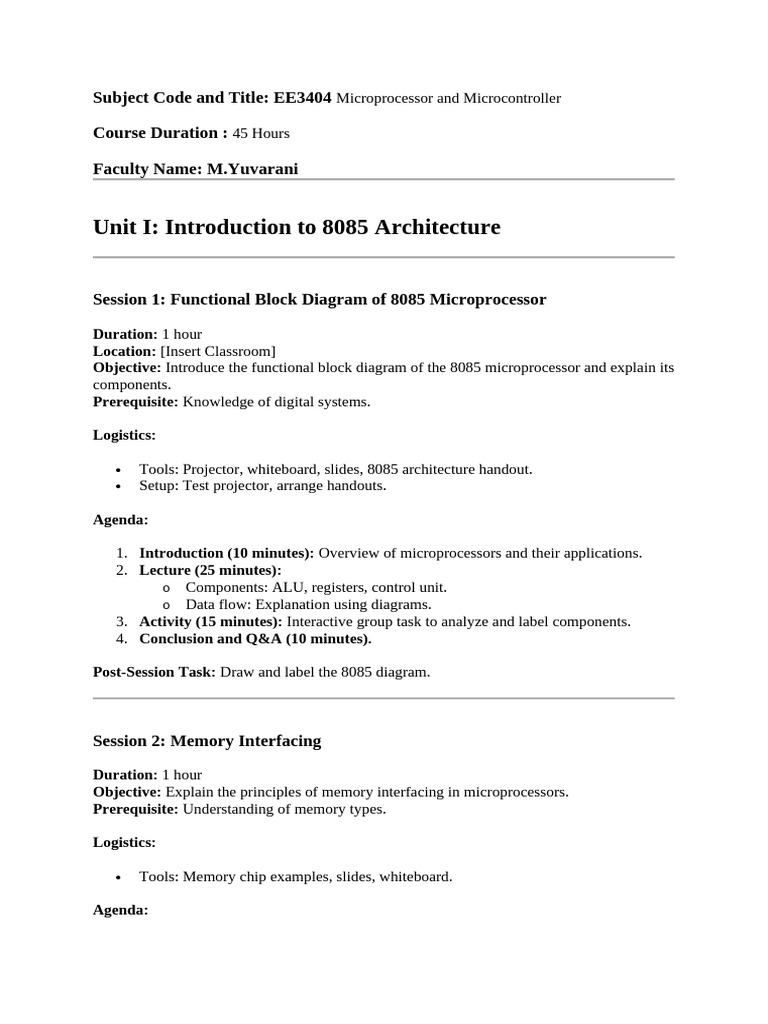 MPMC - Session plan | PDF | Analog To Digital Converter | Digital To Analog Converter
