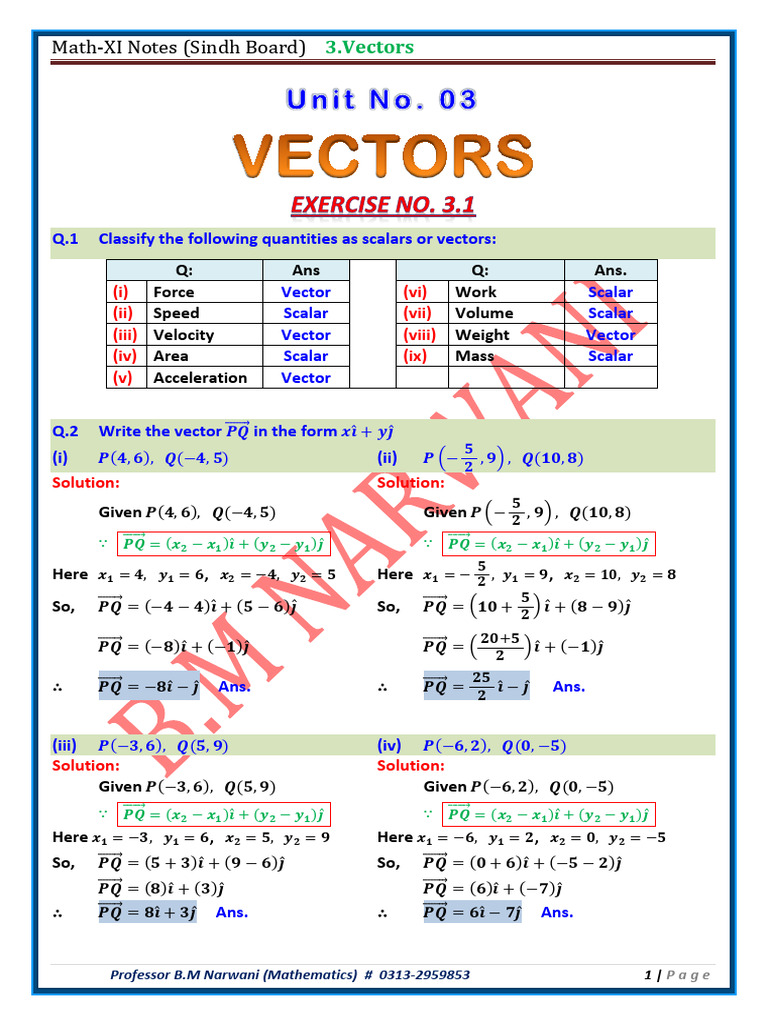 Maths-XI Ch-03 BMN | PDF | Physics | Classical Geometry