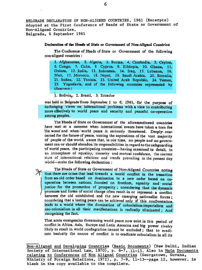 Belgrade Declaration (NAM) - 1961 | PDF | Economia | Política global