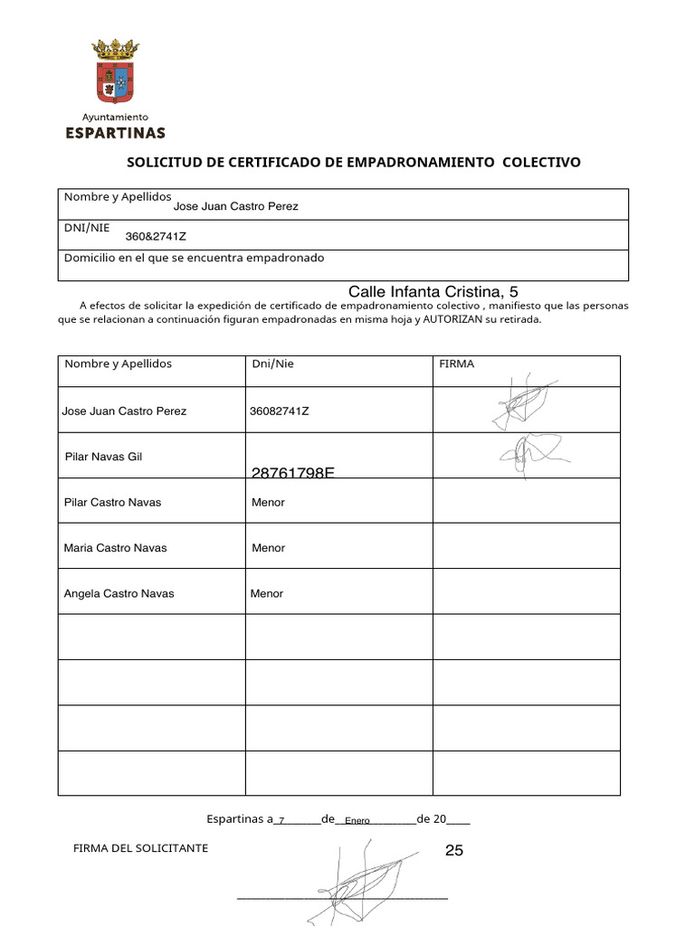 Documento Certificado Padron Colectivo 2022 | PDF