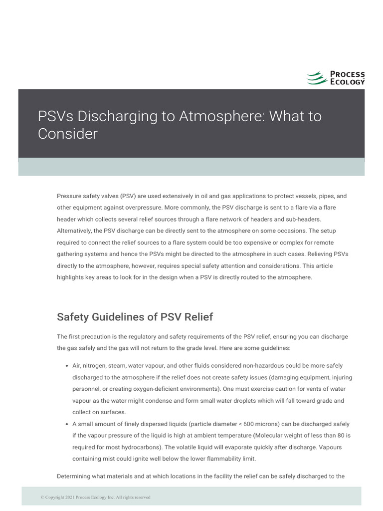 Psvs Discharging To Atmosphere What To Consider | PDF | Water | Atmosphere